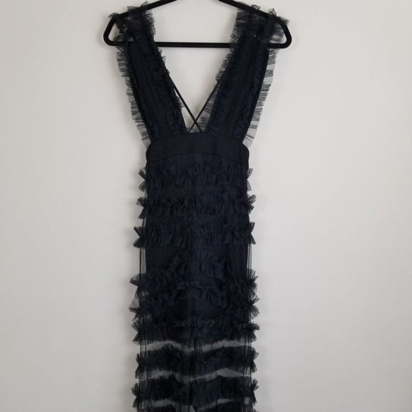 Kikiriki | Dresses | Kikiriki Elbise Long Sheer Ruffled Dress Black New ...